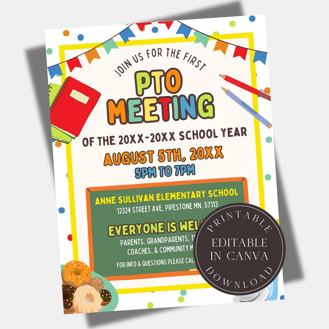 Editable Back to School Meeting Flyer, Printable Parent Teacher ...