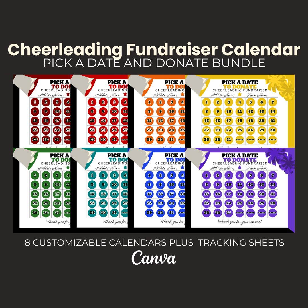 Editable Cheerleading Fundraiser Calendar, Cheerleader Raffle Printable ...