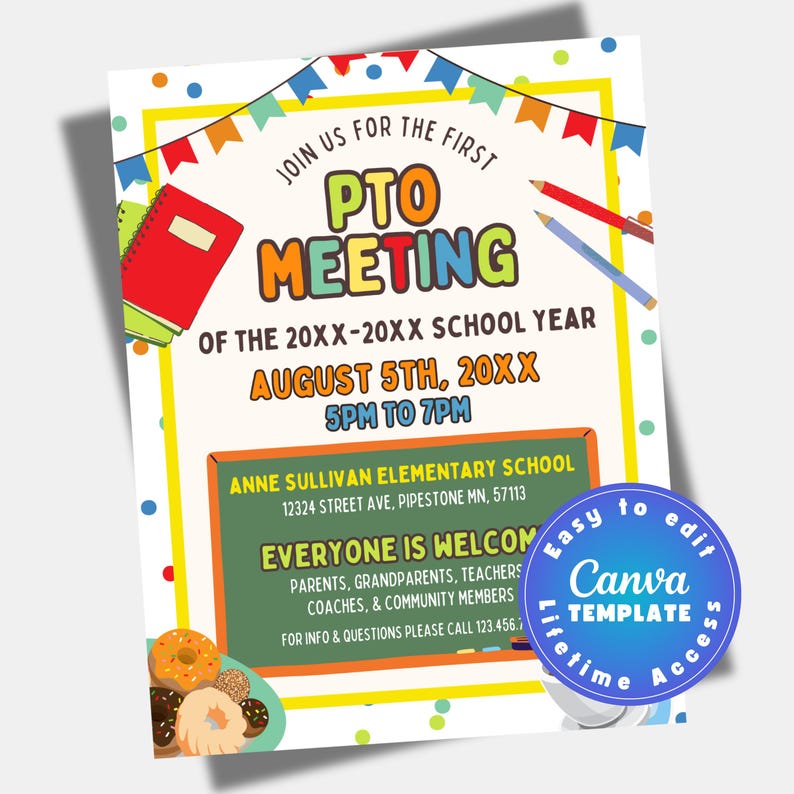 Editable PTA PTO Meeting Flyer Template Back to School Invitation ...