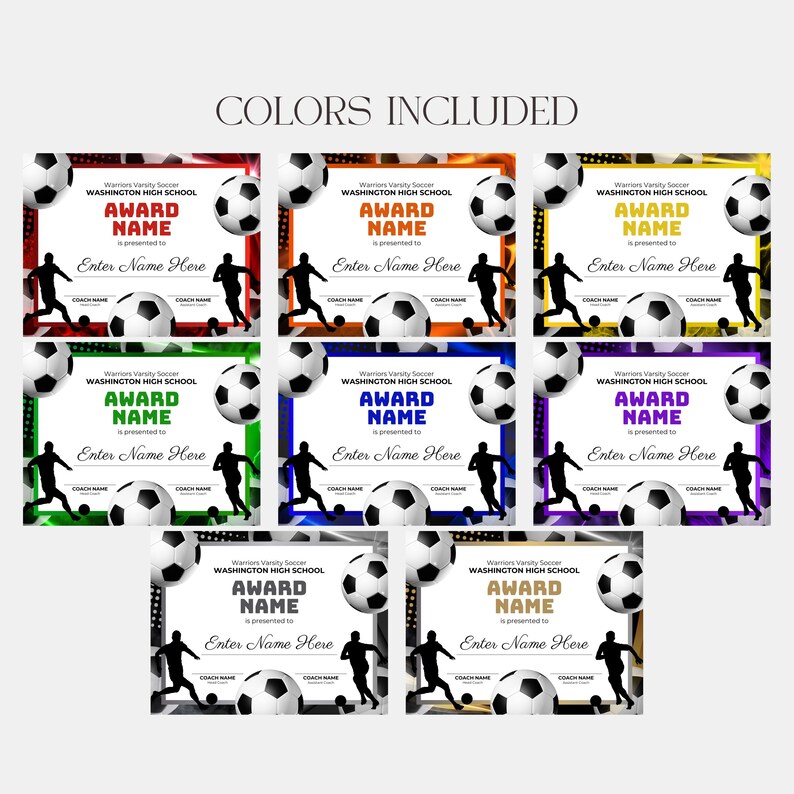 Editable Soccer Award Certificates Team Party Awards (canva Template ...