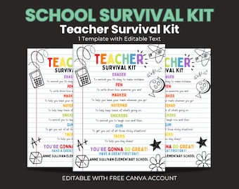 Teacher Survival Kit Printable - Etsy