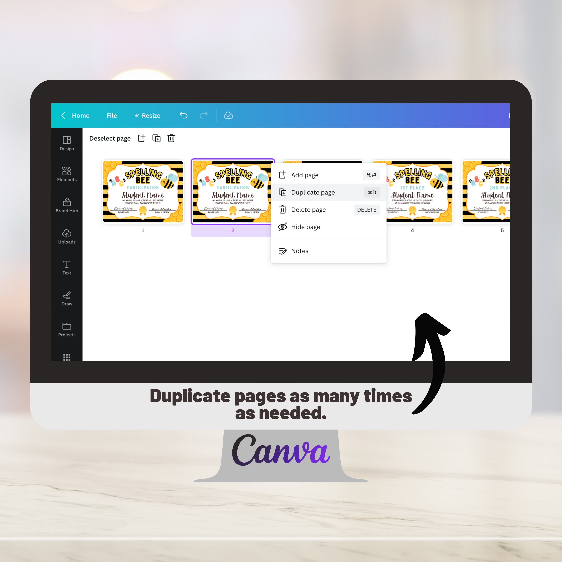 Editable Spelling Bee Certificates School Award Template (canva) - Etsy