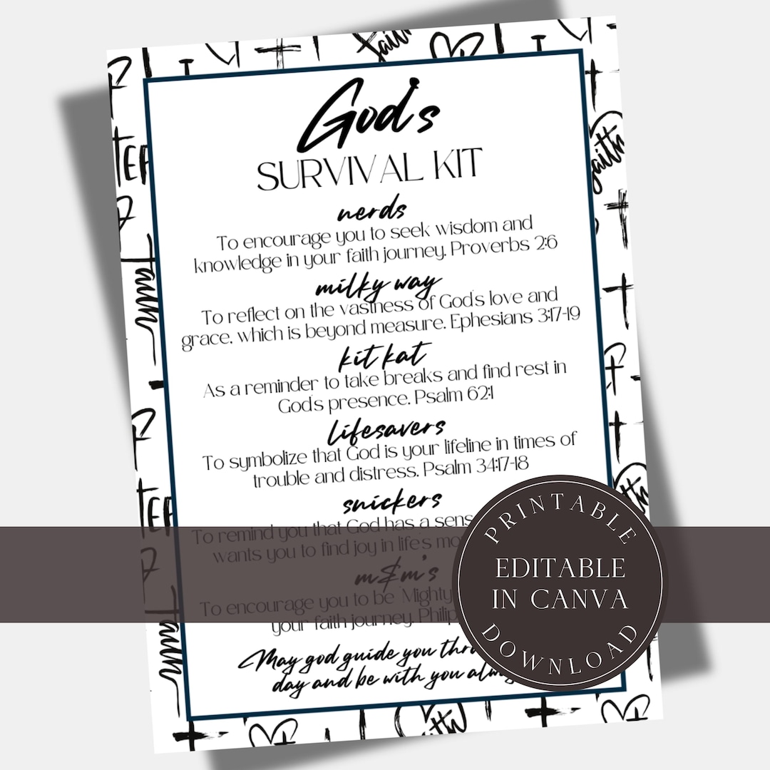 Editable Gods Survival Kit Church Tag Survival Kit From God Christian ...