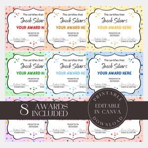 Editable Custom School Certificates Elementary Classroom Award ...