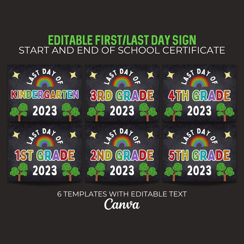 Editable Last Day of School Sign Printable Last Day of - Etsy