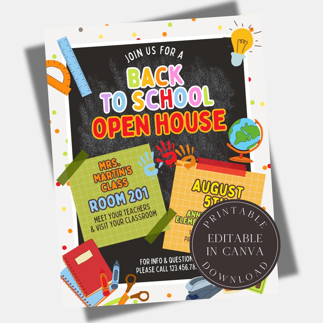 Editable Back to School Open House Flyer Printable Back to School Sign ...