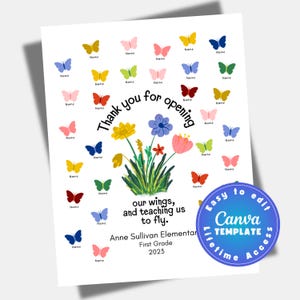 Personalized Teacher Appreciation Gift From Class Butterfly Print ...