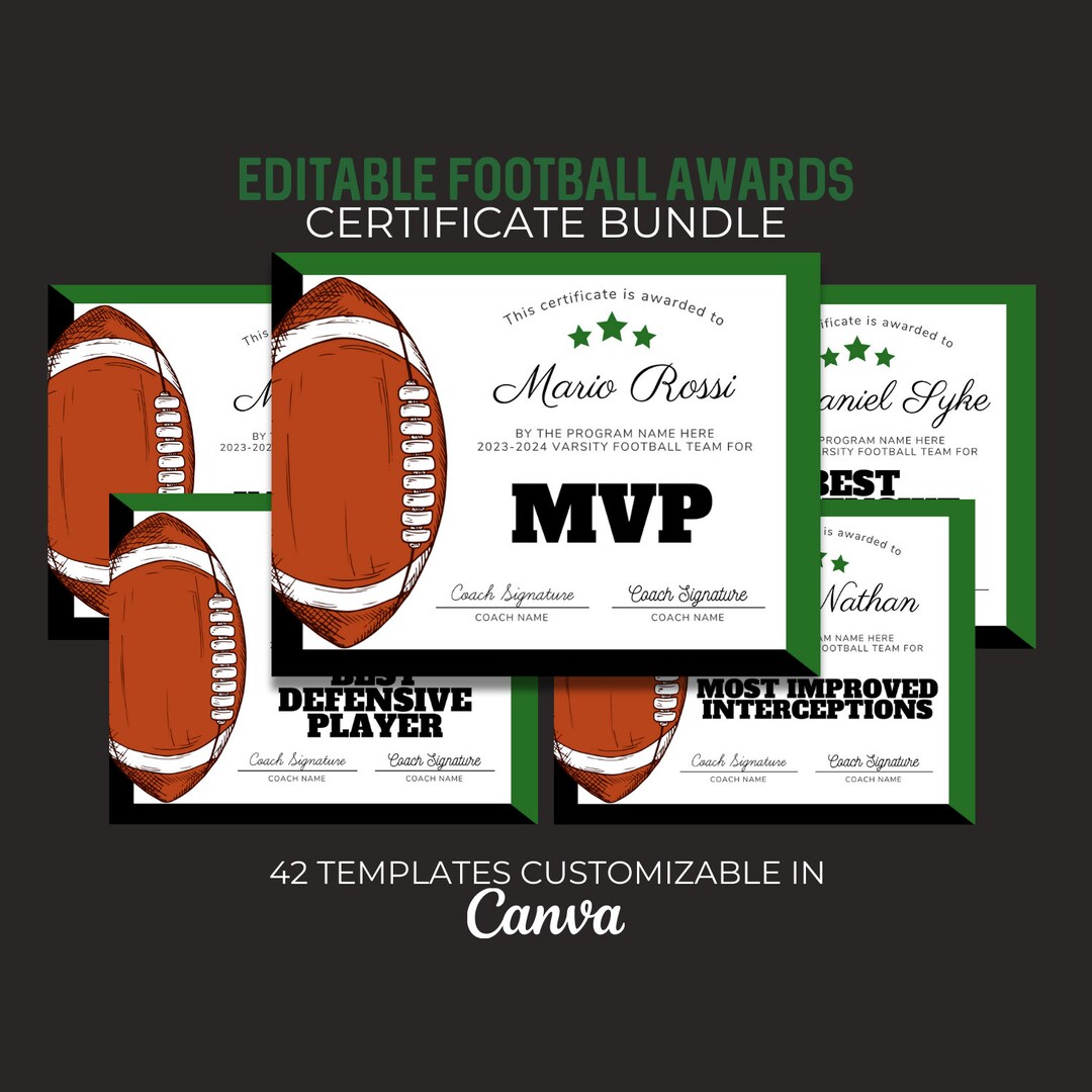 End of Season Football Awards Bundle Editable Football Award - Etsy