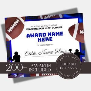 Editable Football Awards Template, Custom Football Award Certificates ...