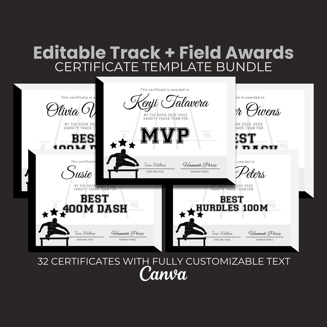 Track and Field Awards Bundle, Track and Field Certificate, Team Party ...