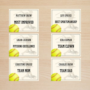 Softball Awards Printable, Softball Team Certificate Bundle, Canva ...