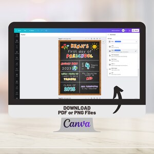 Editable First Day of School Chalkboard Kindergarten Sign Printable ...