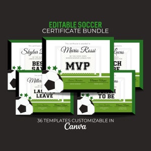 Editable Soccer Award Certificate Bundle, Editable Template, Team Party ...