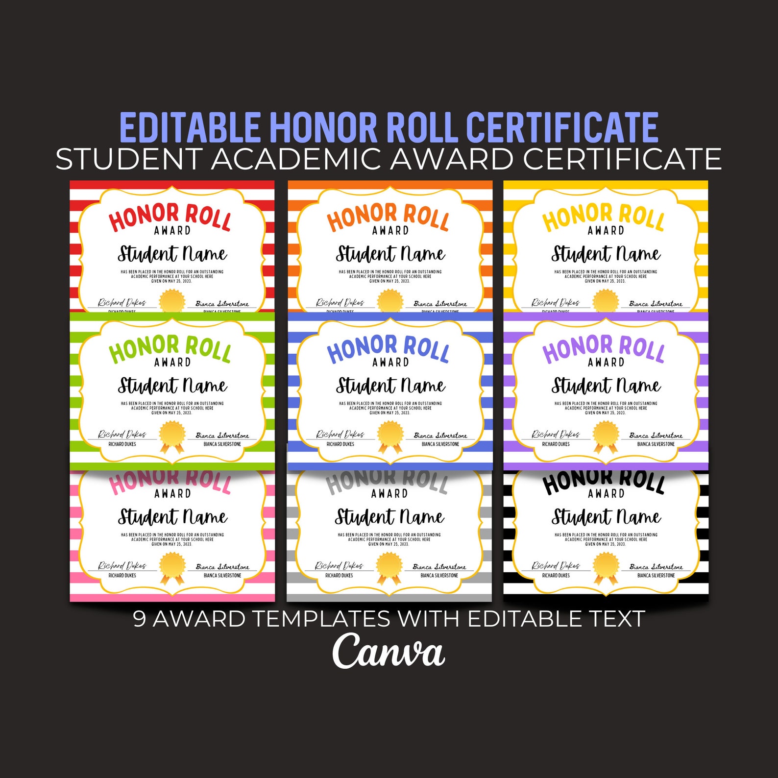Editable School Honor Roll Certificate Classroom Academic - Etsy