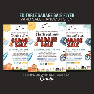 Editable Yard Sale Flyer Garage Sale Flyer Neighborhood Yard - Etsy