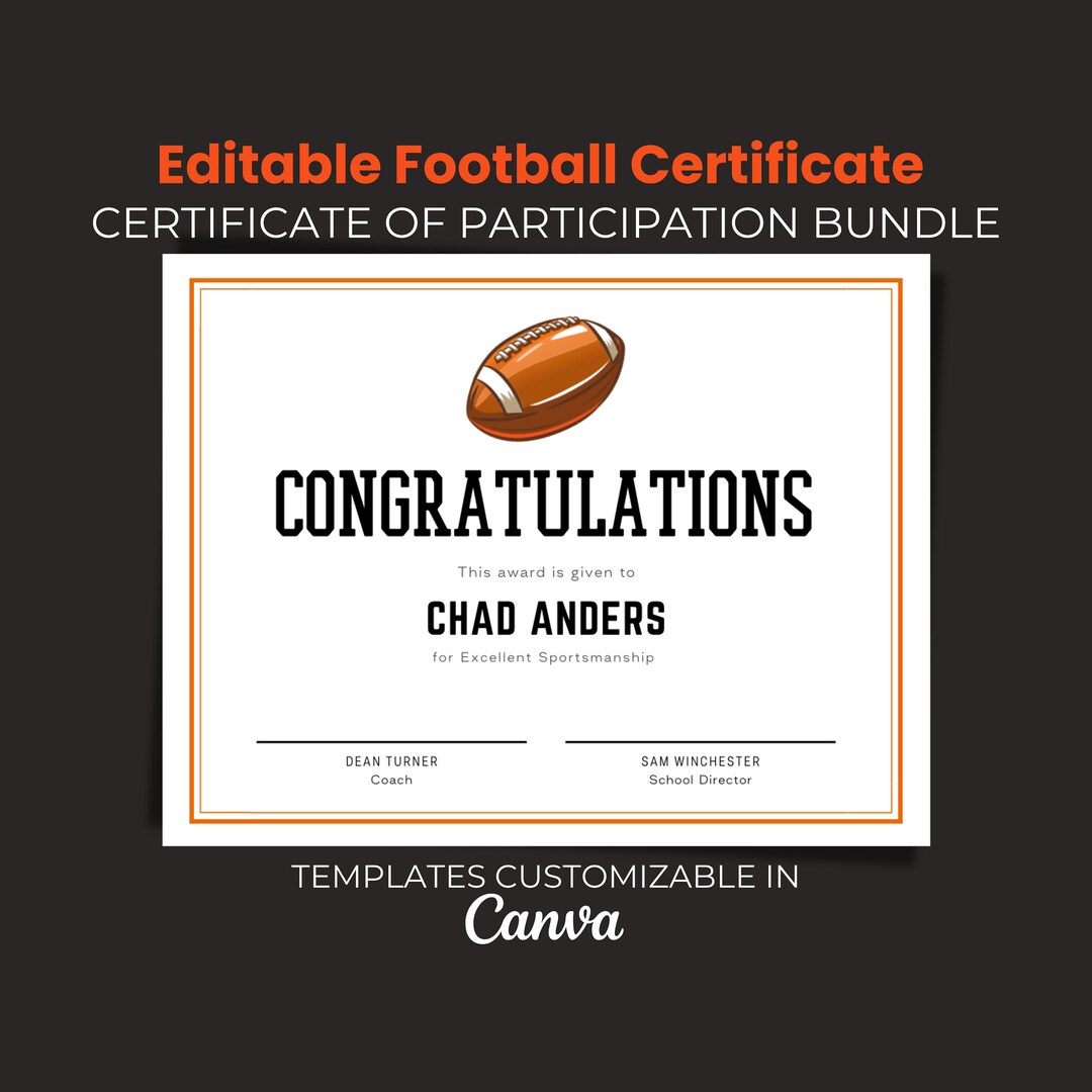 End of Season Football Awards, Editable Football Award Certificate ...