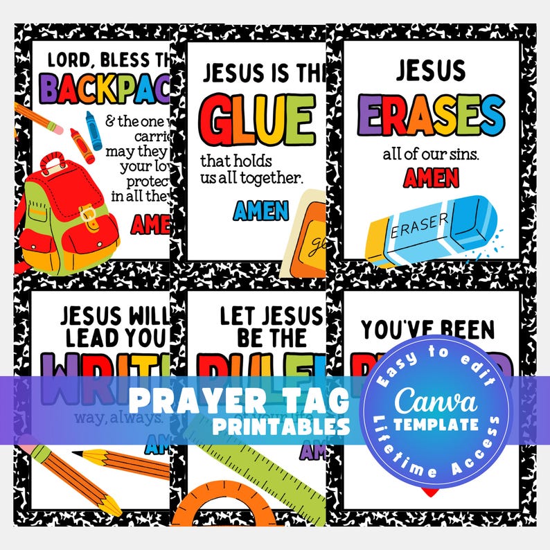 Backpack Prayer Tags, Editable School Blessing Cards, Back to School ...