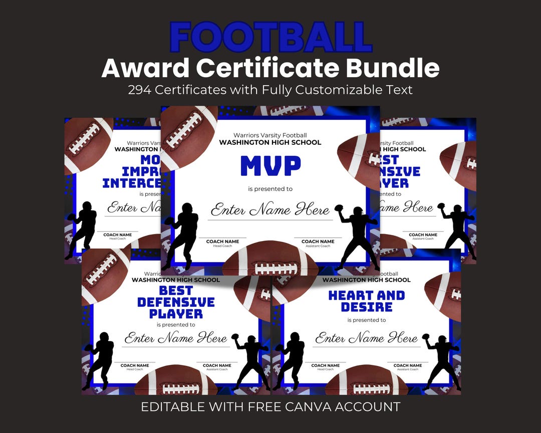 Editable Football Award Certificate, Football Award Ceremony ...