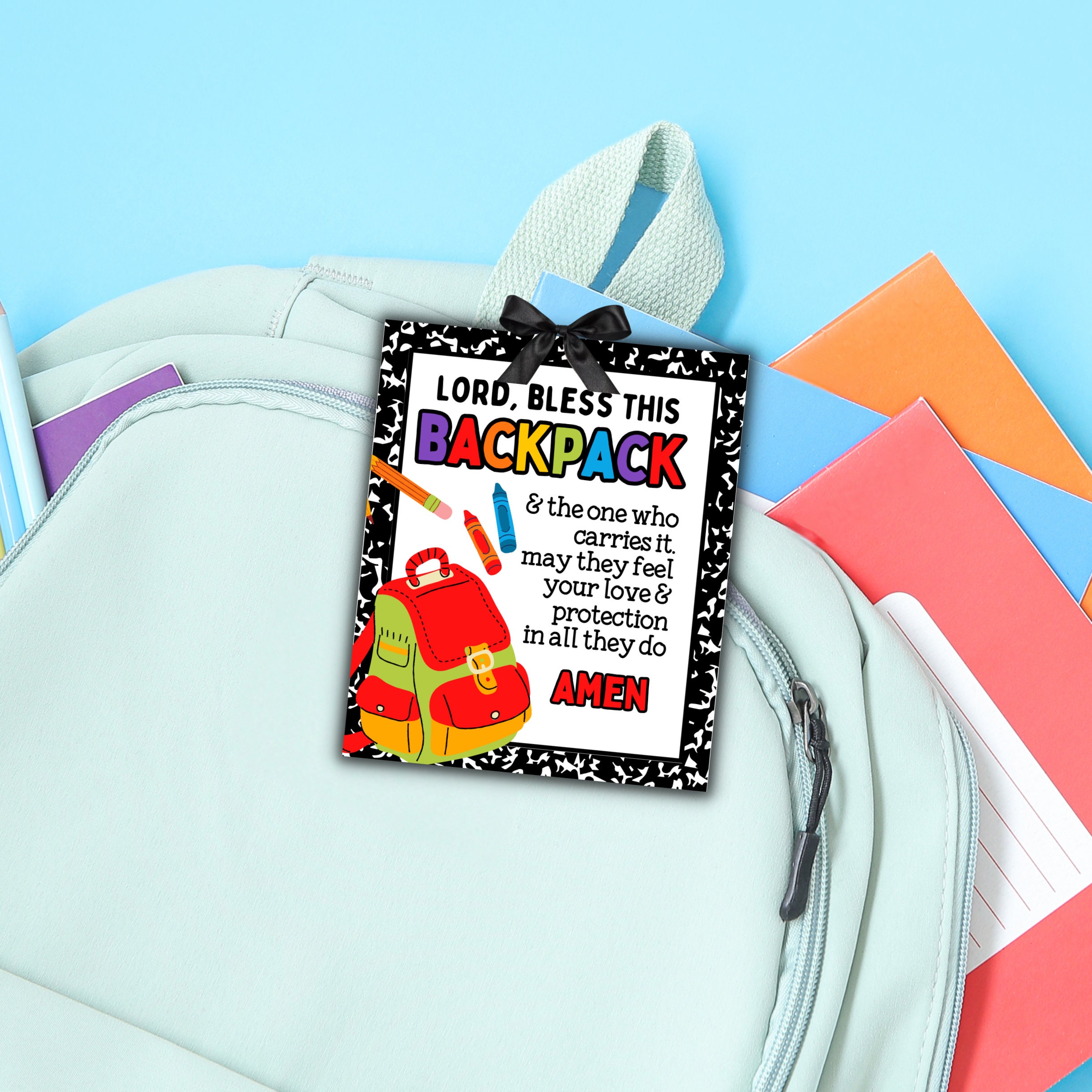 Editable Backpack Prayer Tags School Blessing Cards (canva Template) - Etsy