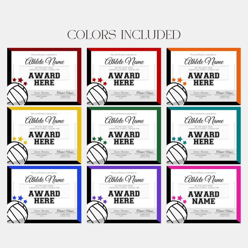 Editable Volleyball Awards Template, Custom Volleyball Award ...