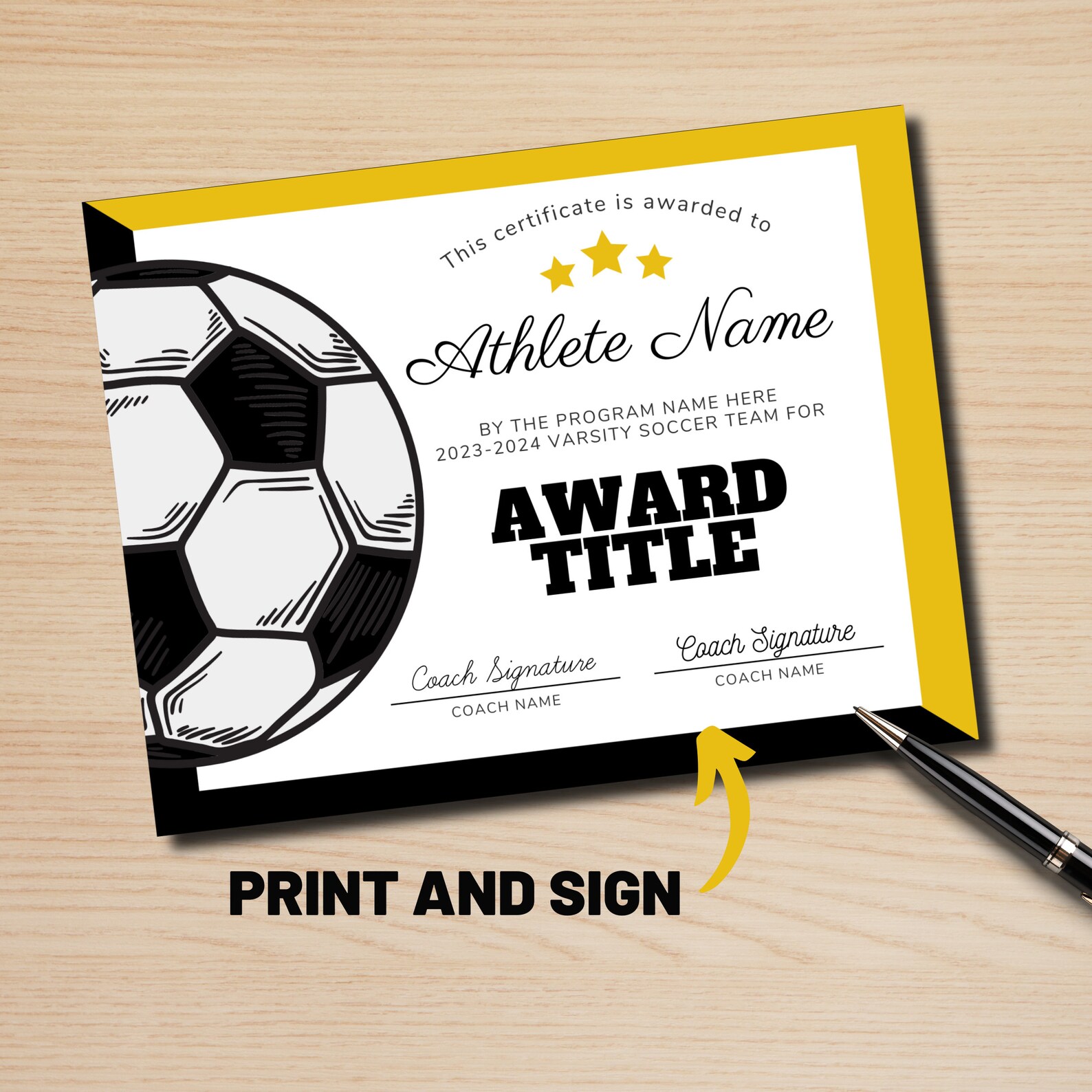 Editable Soccer Award Certificate Bundle Canva Template - Etsy