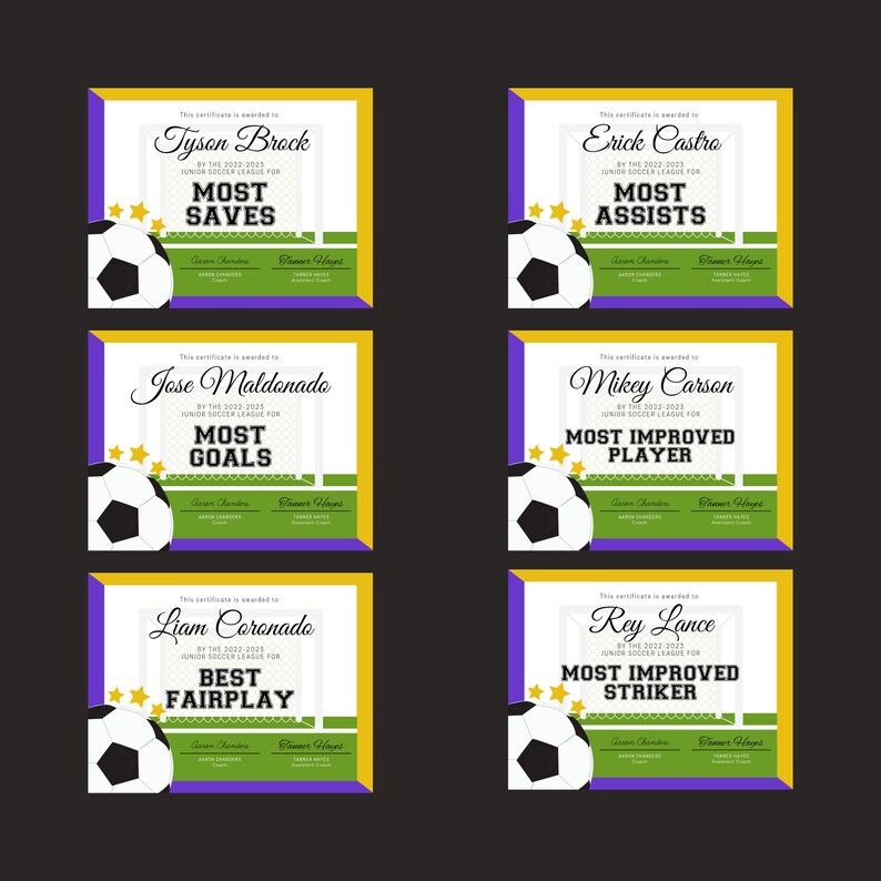 Editable Soccer Award Certificate Canva Template Bundle - Etsy