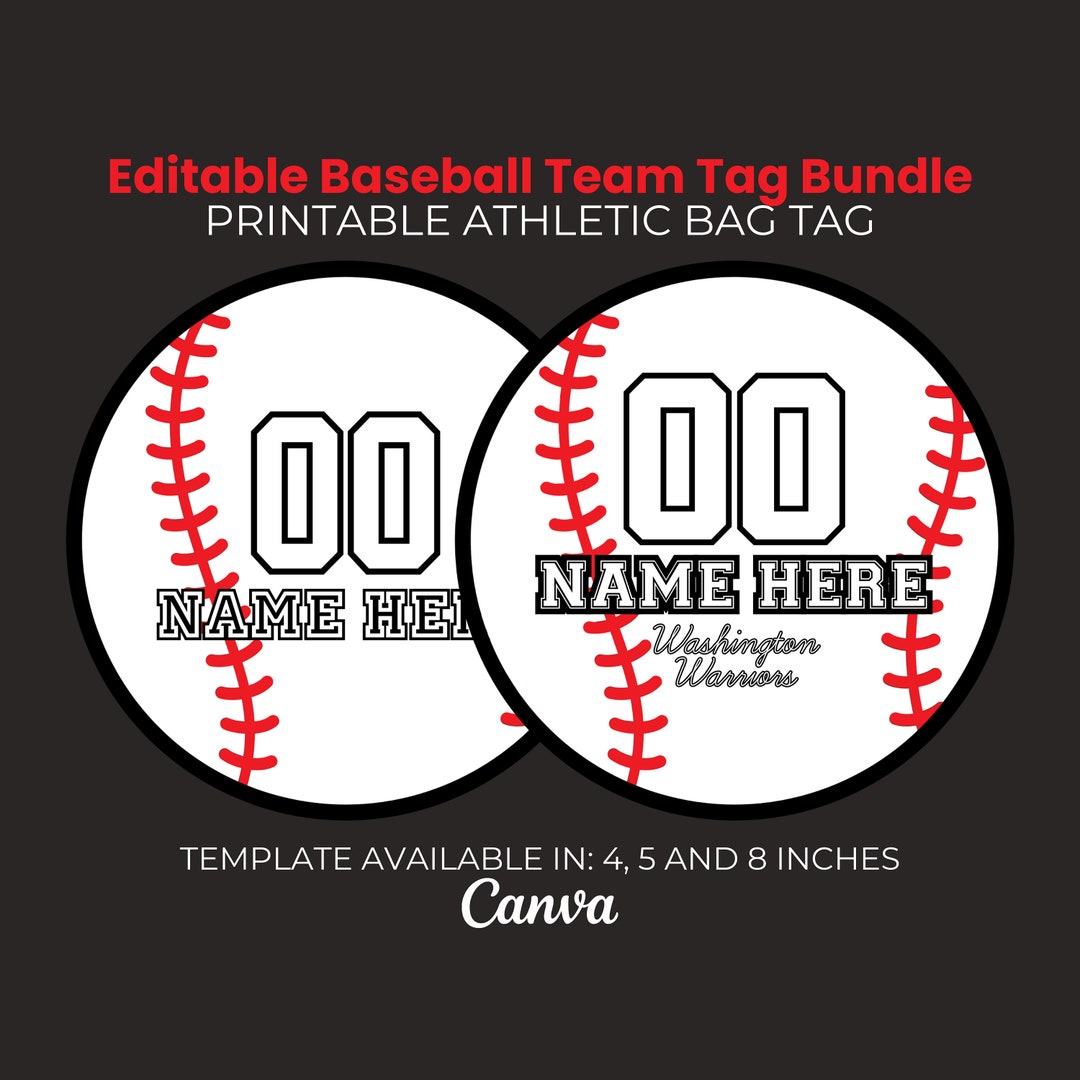 Editable Baseball Team Sport Tags, Dugout and Locker Room Hangtags ...