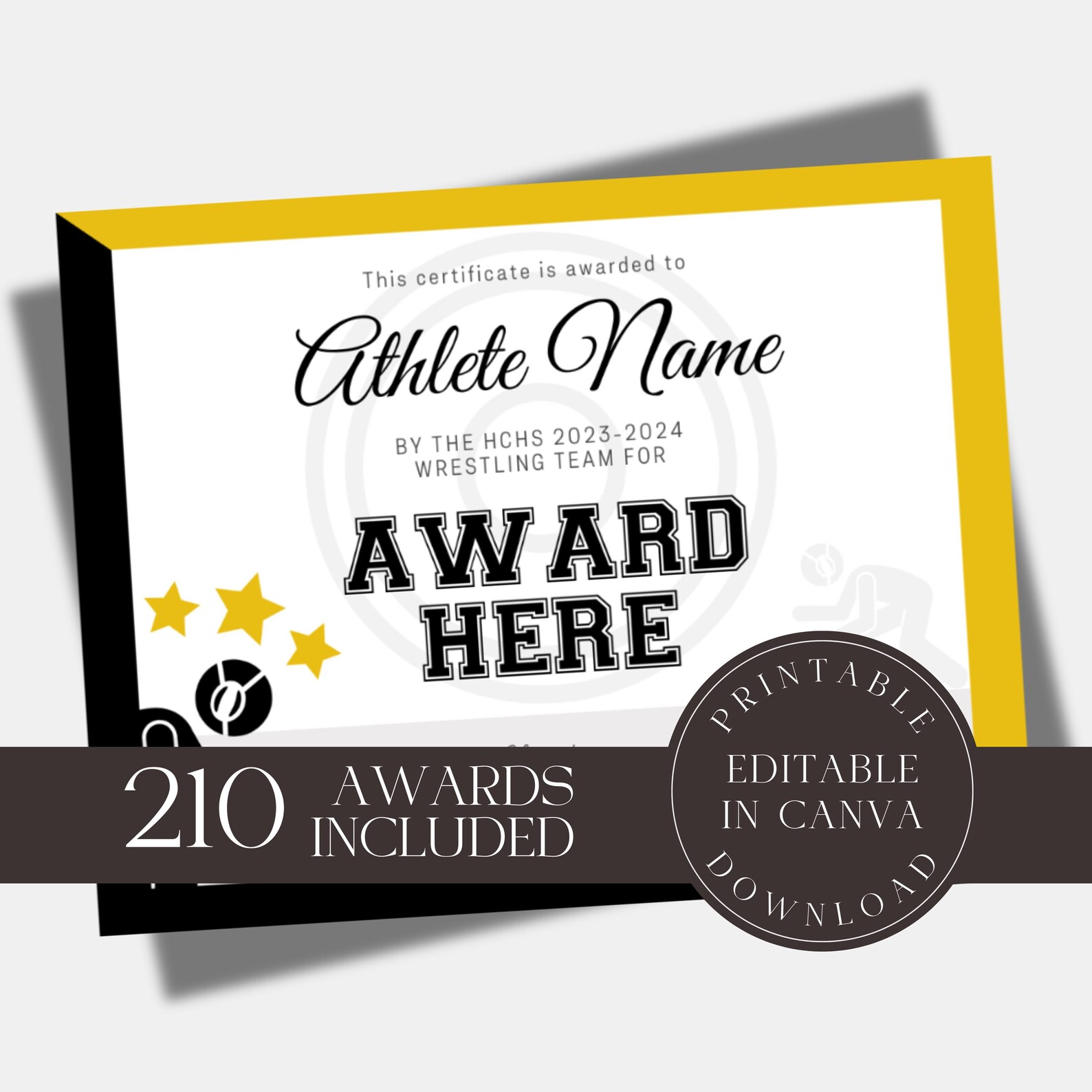 Wrestling Award Certificate Template Bundle Editable Team Awards (canva ...