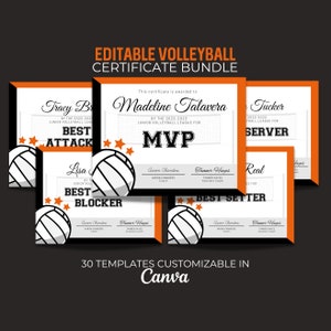 End of Season Volleyball Awards Bundle, Editable Volleyball ...