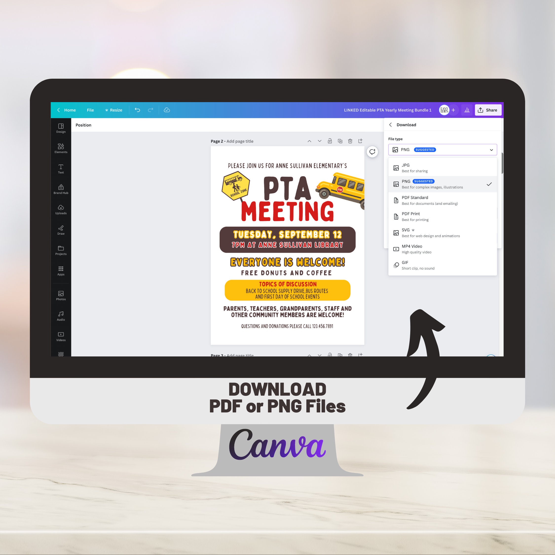 Editable September PTA PTO Meetings Flyer Canva Template - Etsy