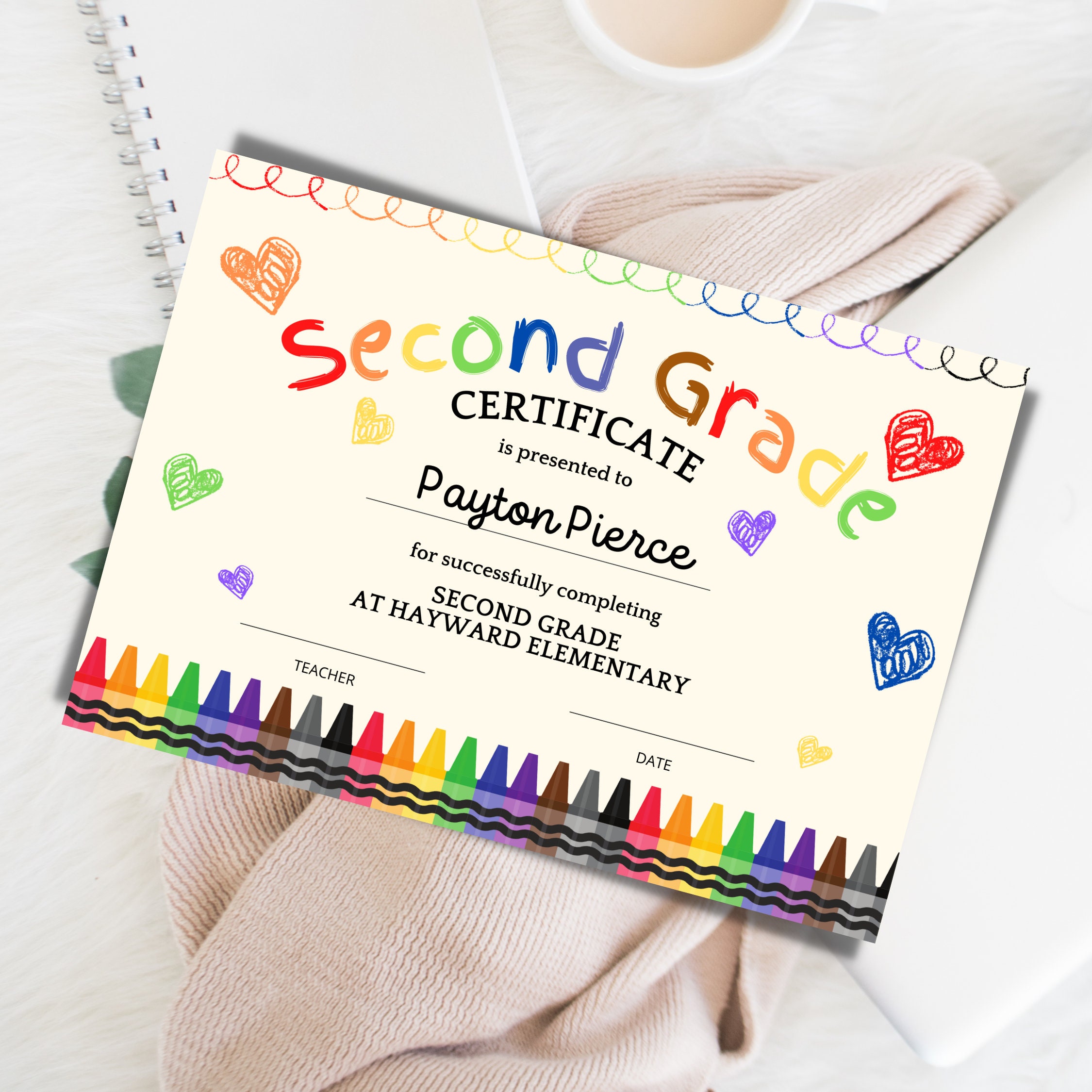 Editable 2nd Grade Award Certificate Template (canva PDF) - Etsy