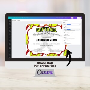 Editable Softball Awards Printable, Softball Team Certificate Bundle ...