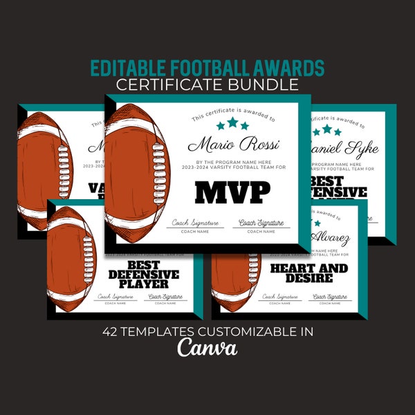 Flag Football Certificate - Etsy