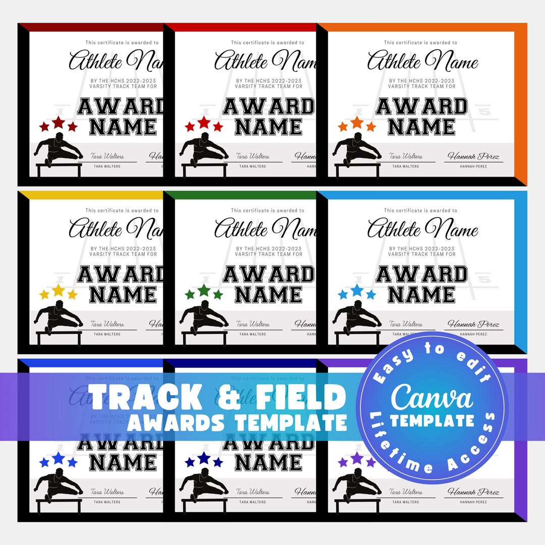 Editable Track and Field Awards Template, Custom Running Award ...