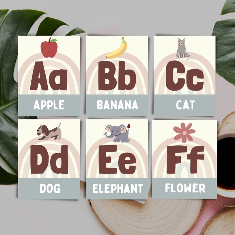 Boho Rainbow Alphabet Classroom Posters Editable Letter - Etsy