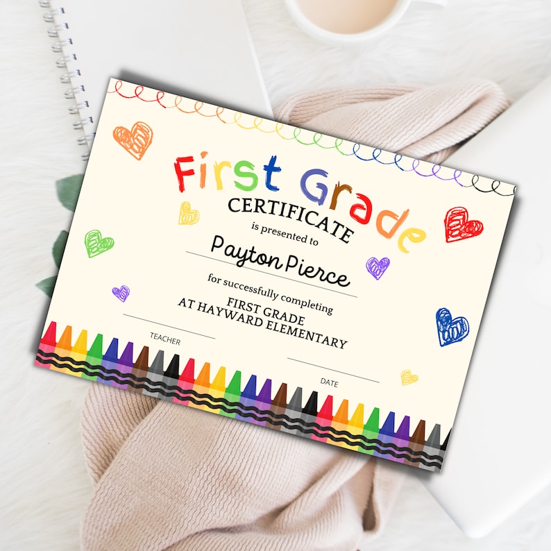 Editable First Grade Award Certificate Classroom Graduation (canva ...