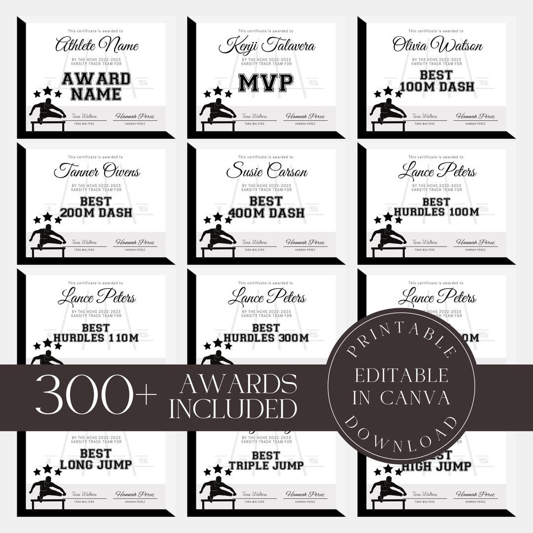 Editable Track and Field Awards Bundle Track and Field Certificate Team ...