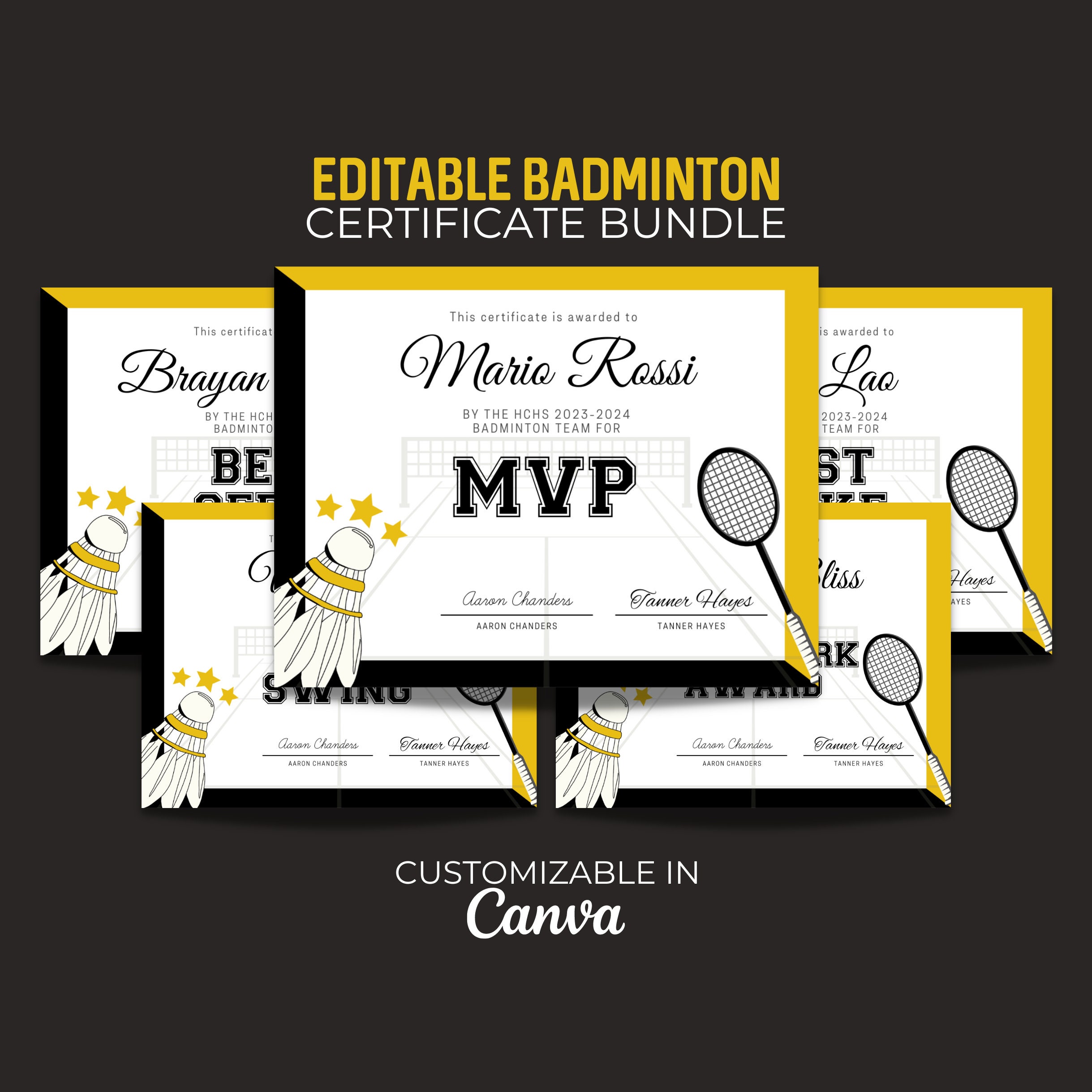 Badminton Certificate Template