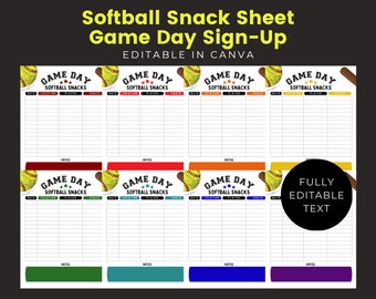 Editable Baseball Team Snack Sign up Sheet, Tball Schedule Canva ...