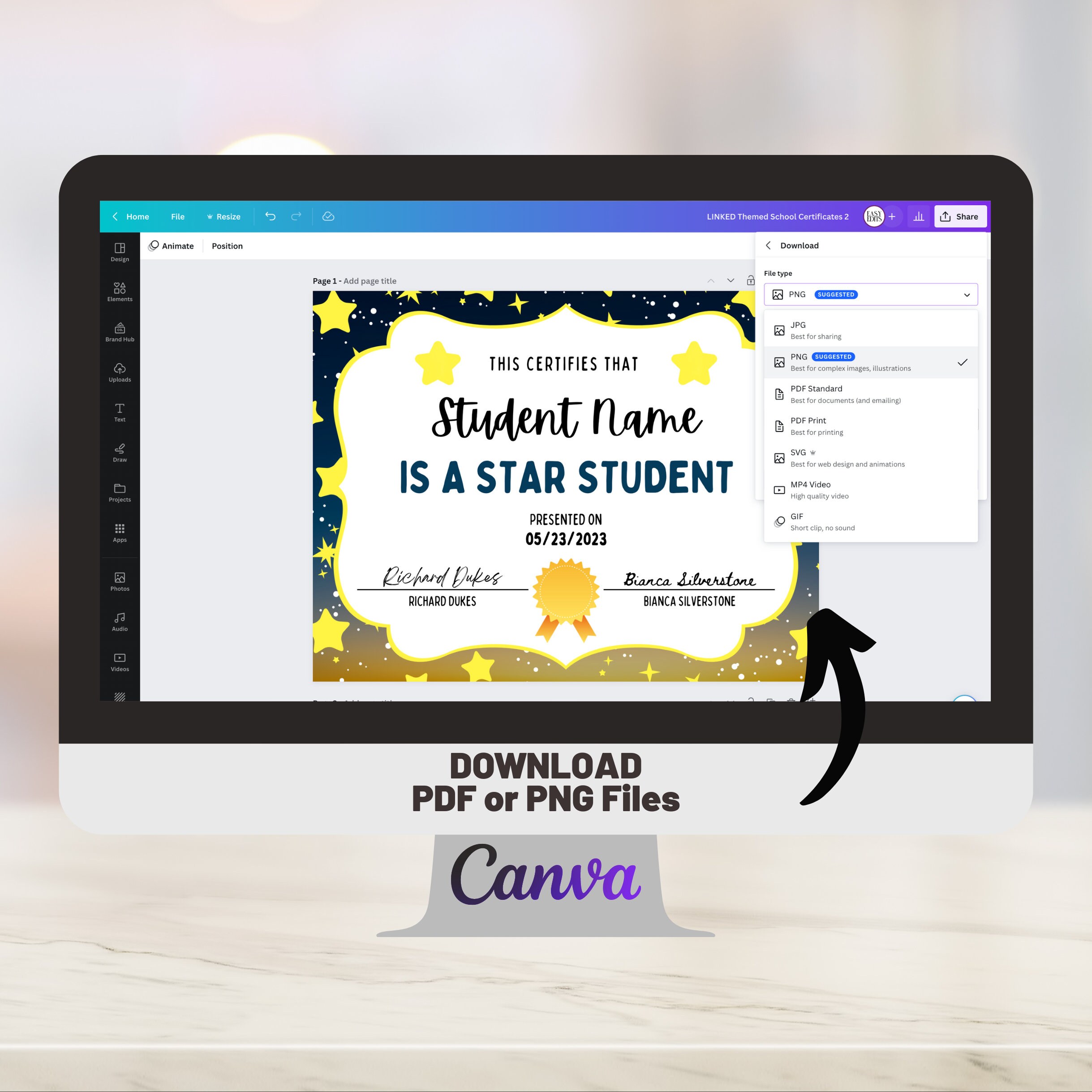 Editable School Certificate Star Student Elementary Classroom - Etsy