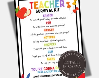 Teacher Survival Kit - Etsy