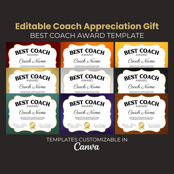 Certificate of Appreciation Coach - Etsy