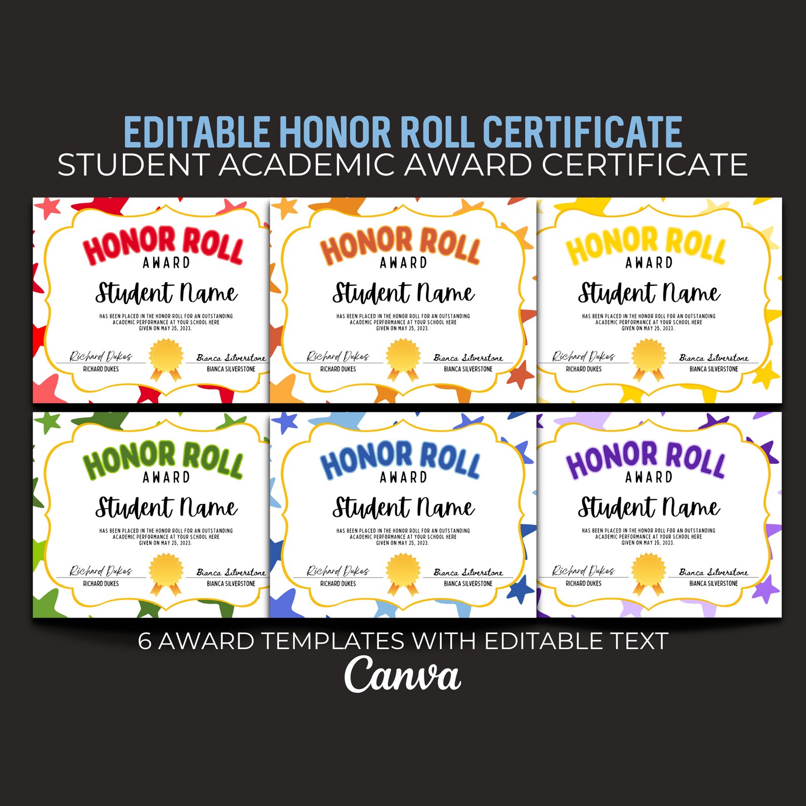 Editable School Honor Roll Certificate Classroom Academic - Etsy