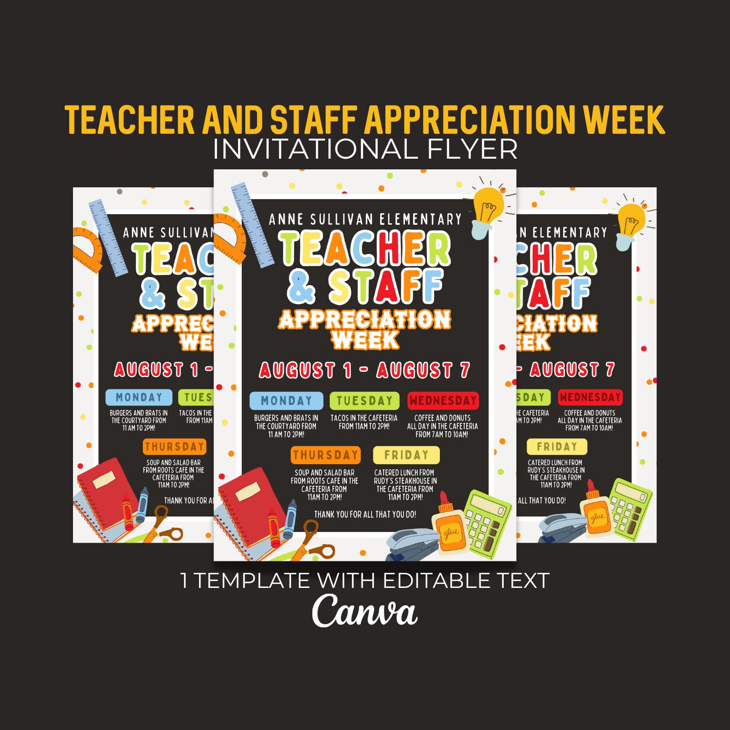EDITABLE Teacher Appreciation Week Itinerary Flyer - Etsy