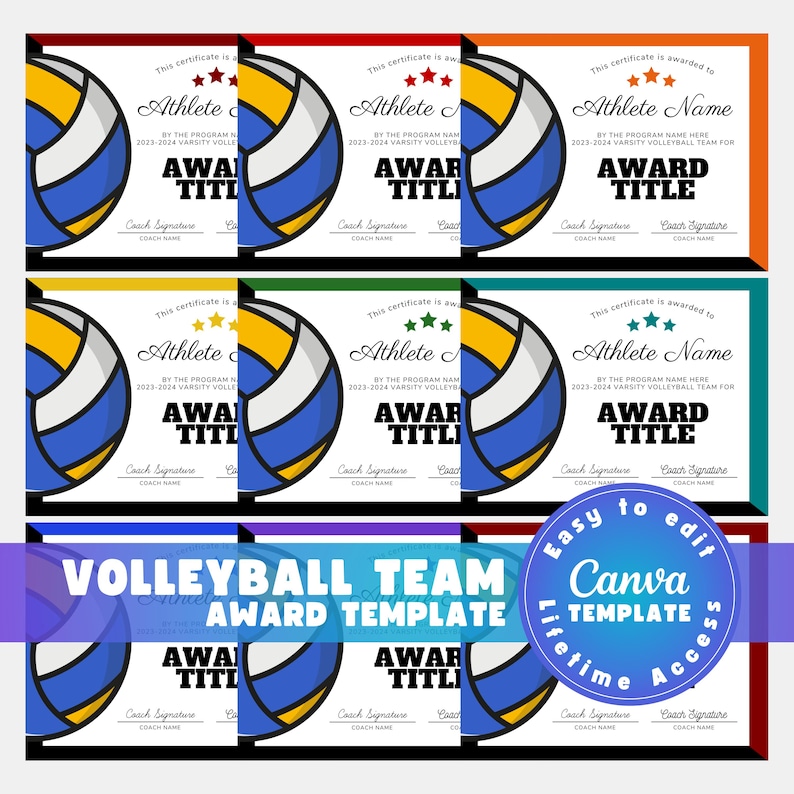 Editable Volleyball Awards Template, Custom Volleyball Award ...