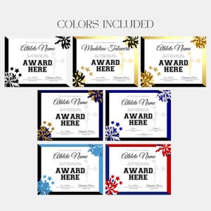 Editable Cheerleading Certificate Cheer Squad Team Party Awards ...