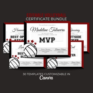 End of Season Volleyball Awards Bundle, Editable Volleyball ...