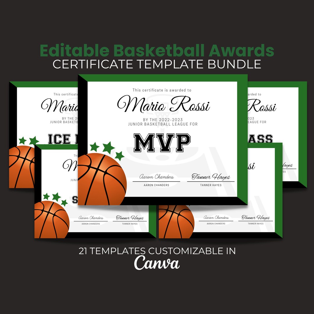 Editable Basketball Awards Printable, Basketball Team Certificate ...