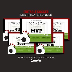 Editable Soccer Award Certificate Bundle, Editable Template, Team Party ...