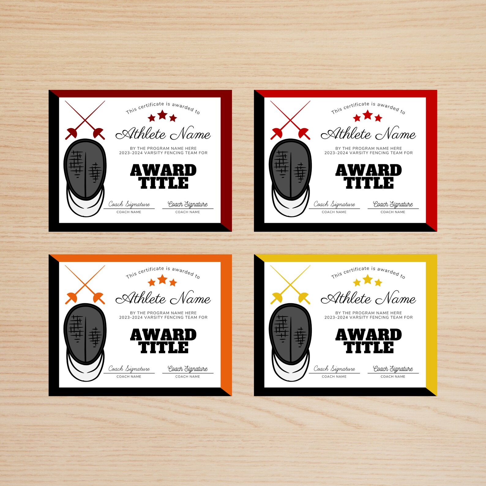 Editable Fencing Team Certificate Fencing Awards Printable - Etsy